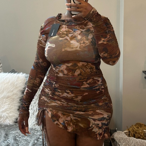 Fashion Nova | Dresses | Fashion Nova Brown Ruched Bodycon Dress | Poshmark
